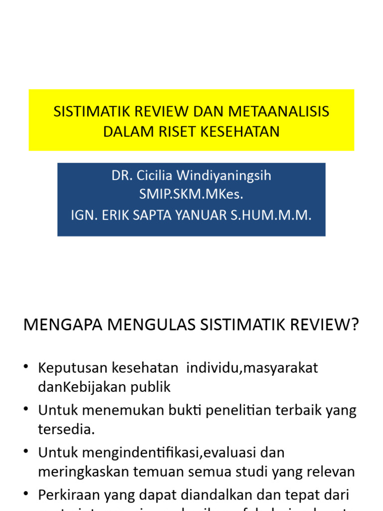 Sistimatik Review Dan Metaanalisis Dalam Riset Kesehatan | PDF