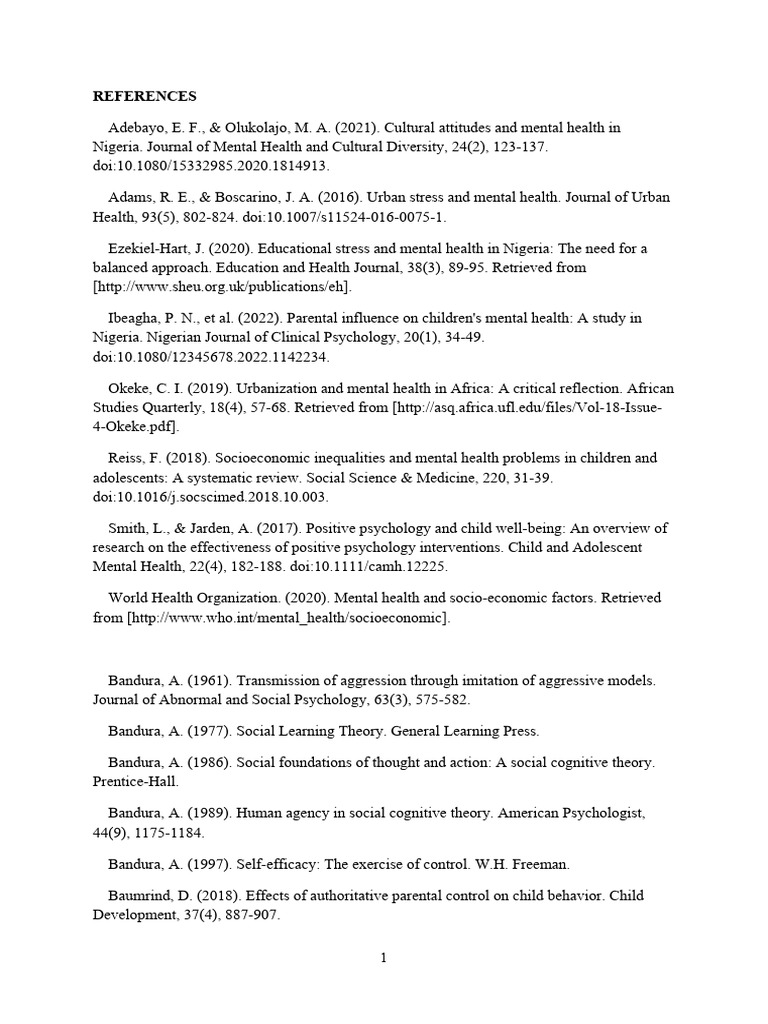 REFERENCES For My Thesis | PDF | Psychology | Developmental Psychology