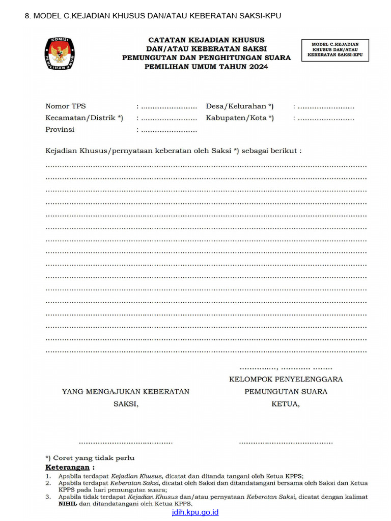 Catatan Kejadian Khusu Atau Keberatan | PDF