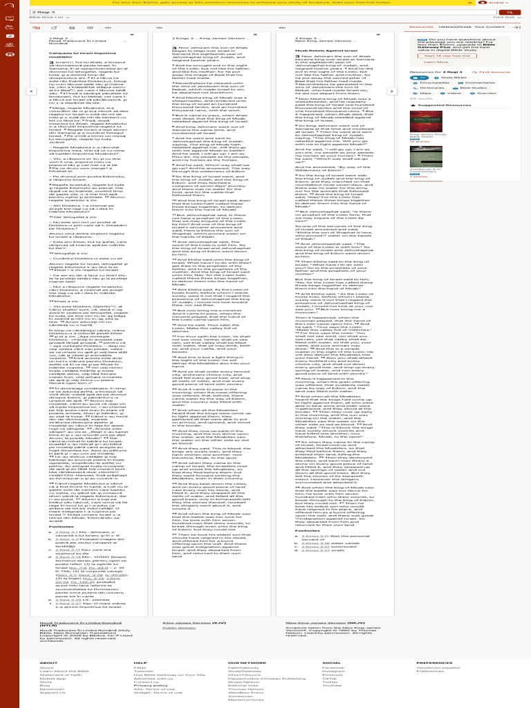 2 Regi 3 NTLR KJV NKJV - Campania Lui Ioram Împotriva - Bible Gateway | PDF | Ancient Israel And ...