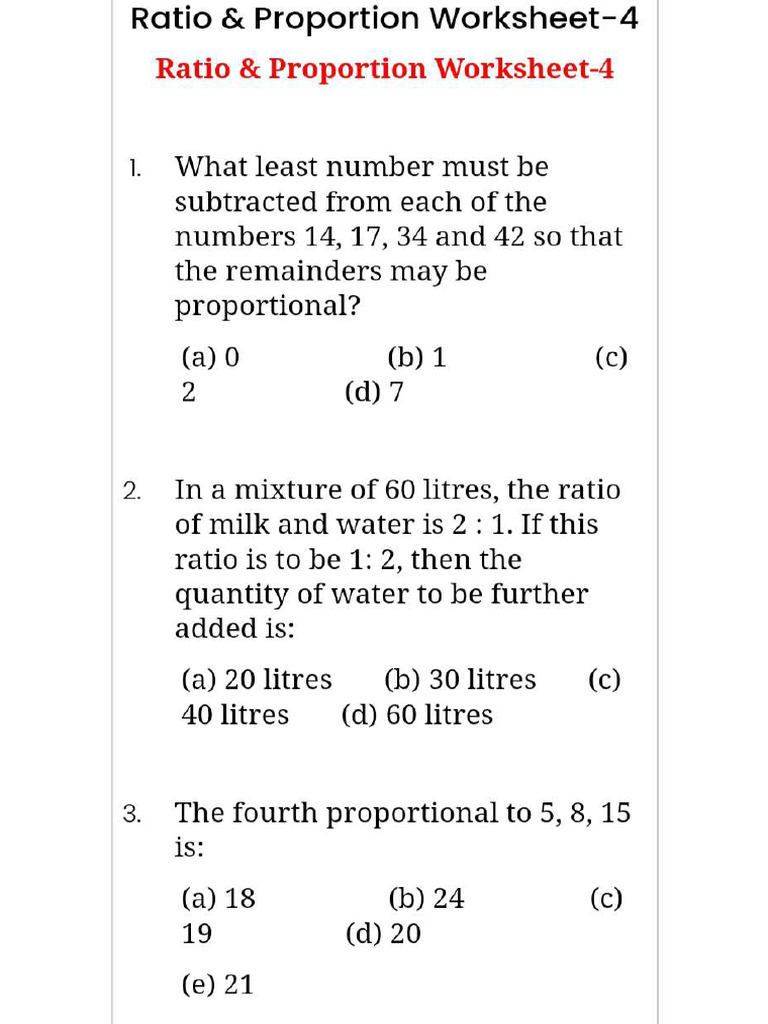 Ratio and Proportion | PDF