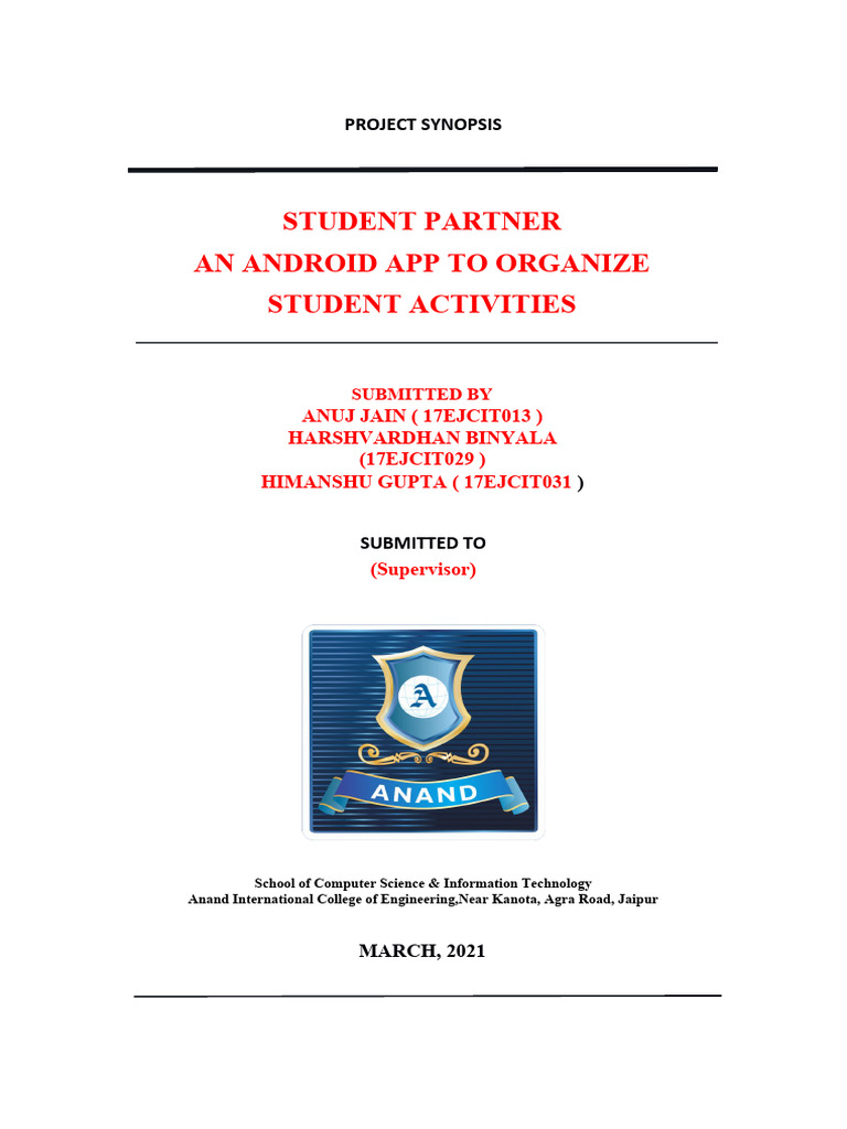 Synopsis-Major Project-SCIT-AICE | PDF | Computer Network | Wireless Ad ...