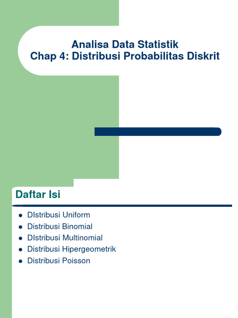 Statistika Pertemuan 4 - Distribusi Probabilitas Diskrit | PDF