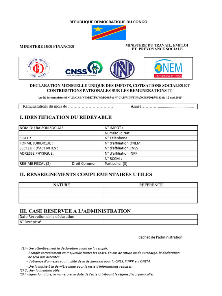 Déclaration Mensuelle des Impôts 2025 | PDF