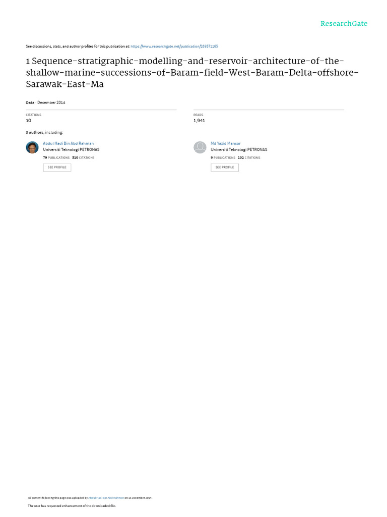 1sequence Stratigraphic Modelling and Reservoir Architecture of The ...