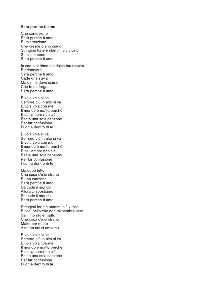 Sarà Perché Ti Amo | PDF