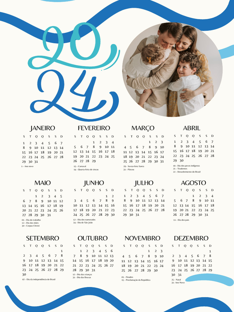 Documento A4 Calendário 2024 Colorido Azul - 20240127 - 084906 - 0000 | PDF