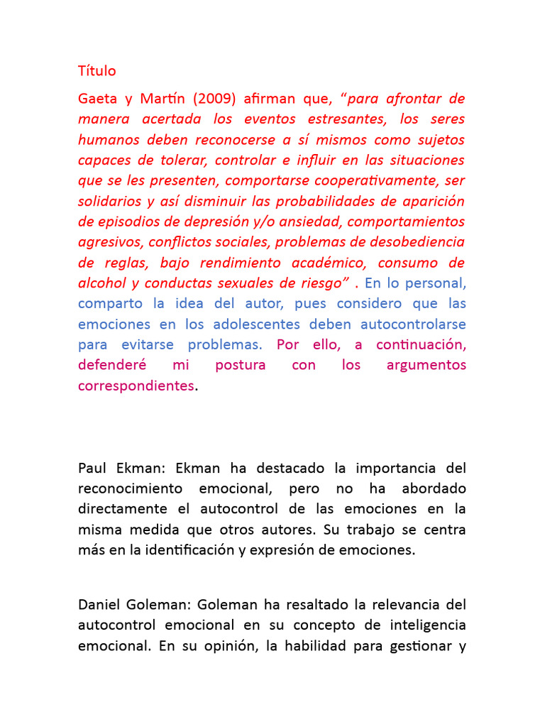 Las Emocion Pdf Las Emociones Experiencia Subjetiva