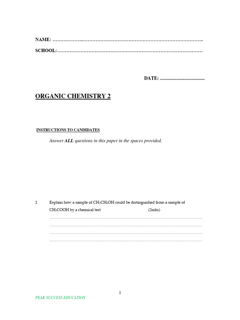 Organic Chemistry 2 q | PDF | Hydrolysis | Polymers