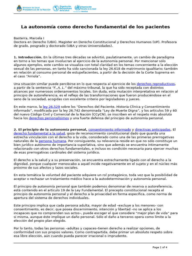 Autonomía Personal y Derechos del Paciente | PDF | Consentimiento ...