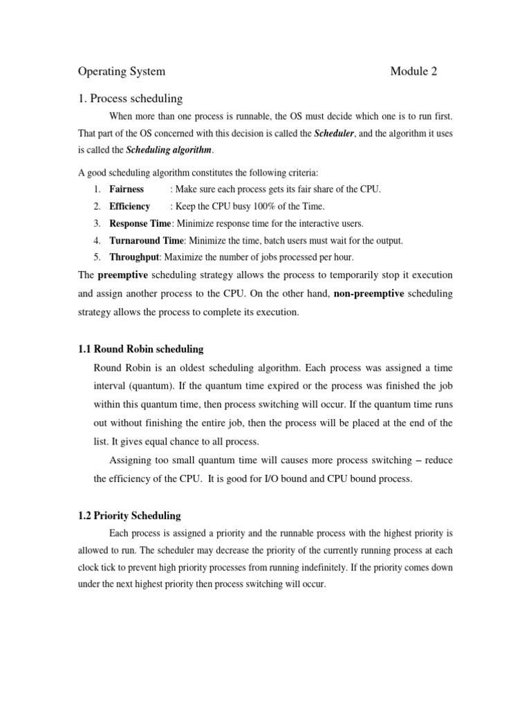 Module 2 Pdf Scheduling Computing Process Computing 7576