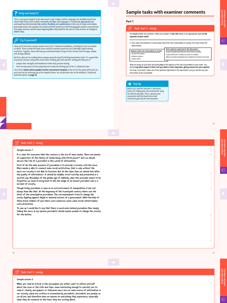 C1 Advanced Writing Samples & Examiner Feedback | PDF | Journalism ...