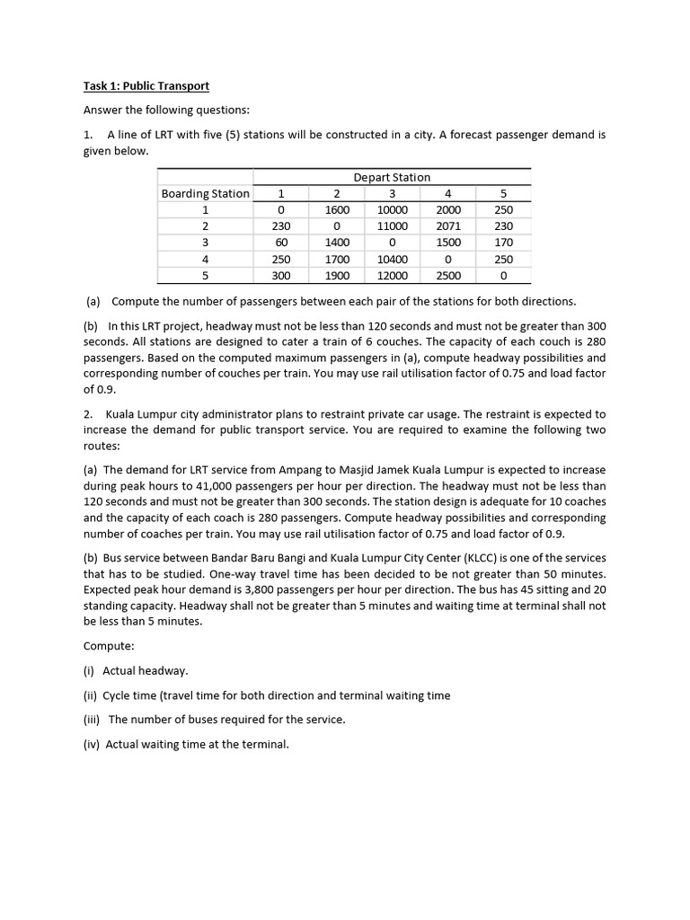 Task 1 Public Transport | PDF | Service Industries | Public Transport