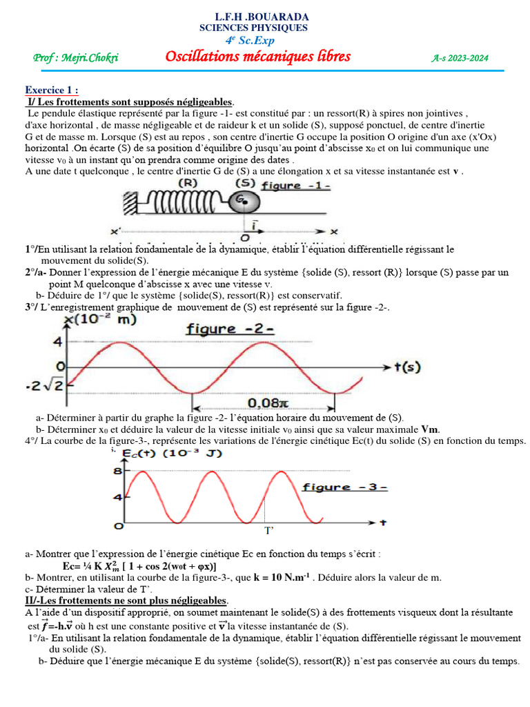 Oscillations Mécaniques Libres et Amorties | PDF | Pendule (physique ...
