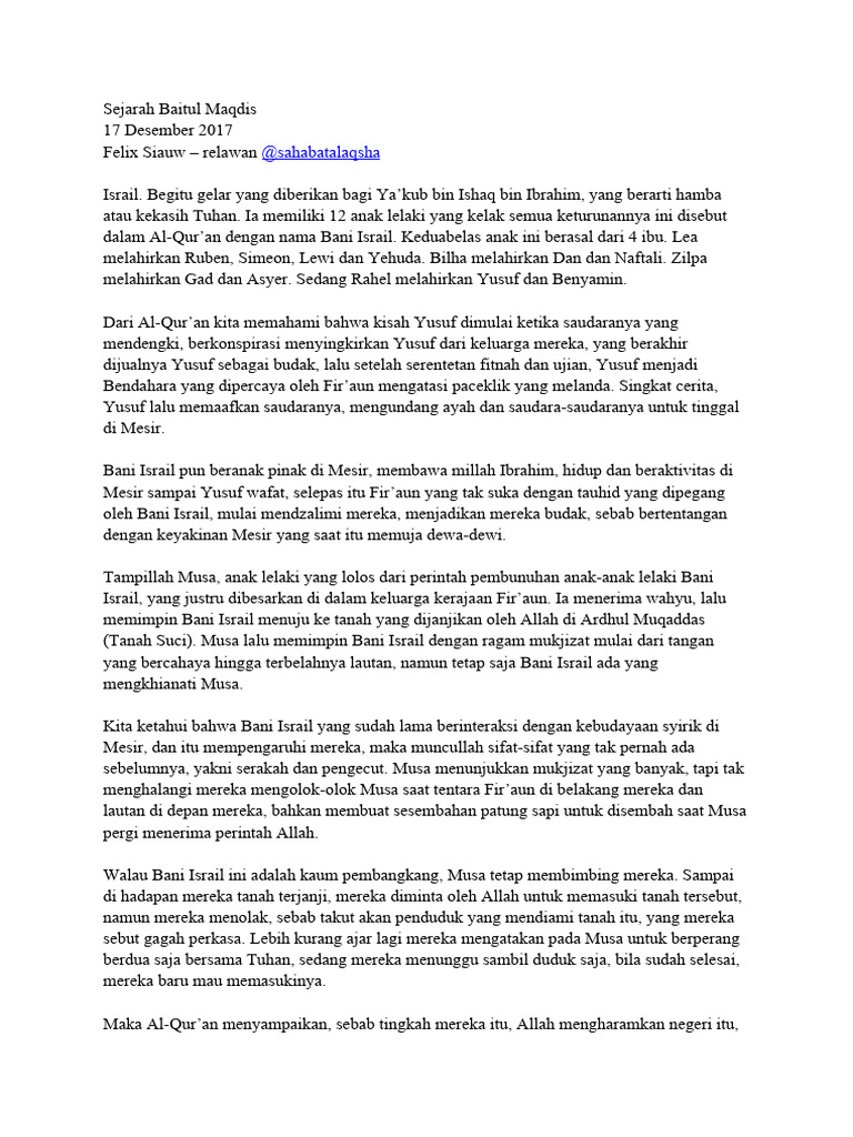 Sejarah Baitul Maqdis | PDF