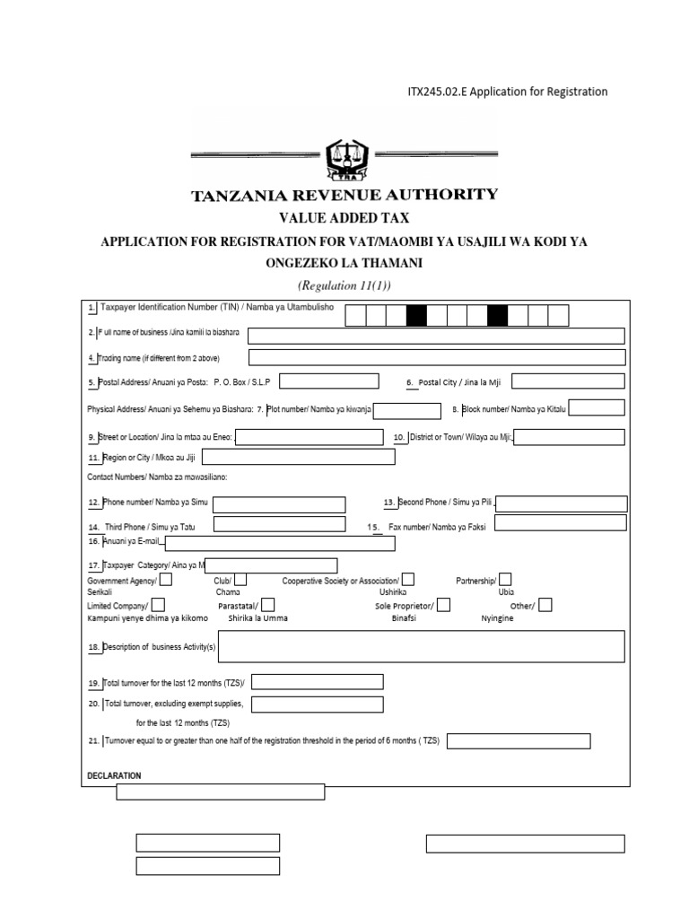 VAT Application Form | PDF | Value Added Tax | Business