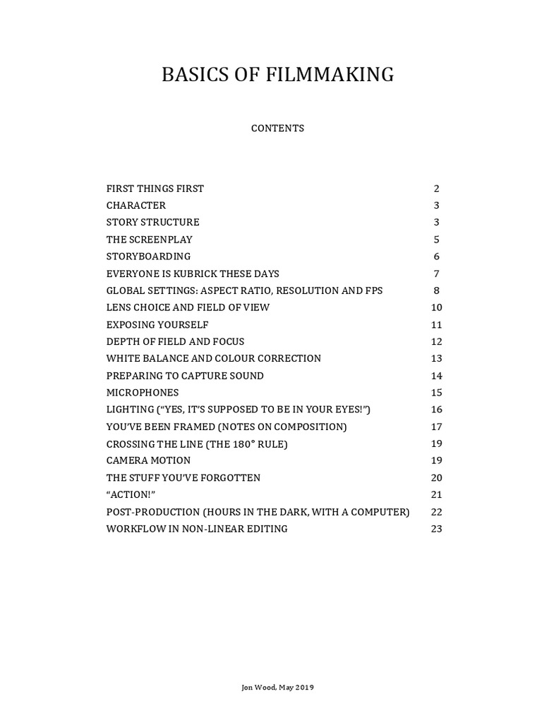 Basics of Filmmaking | Download Free PDF | Zoom Lens | Exposure ...