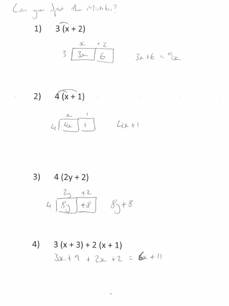 Spot The Mistakes Expanding Brackets | PDF