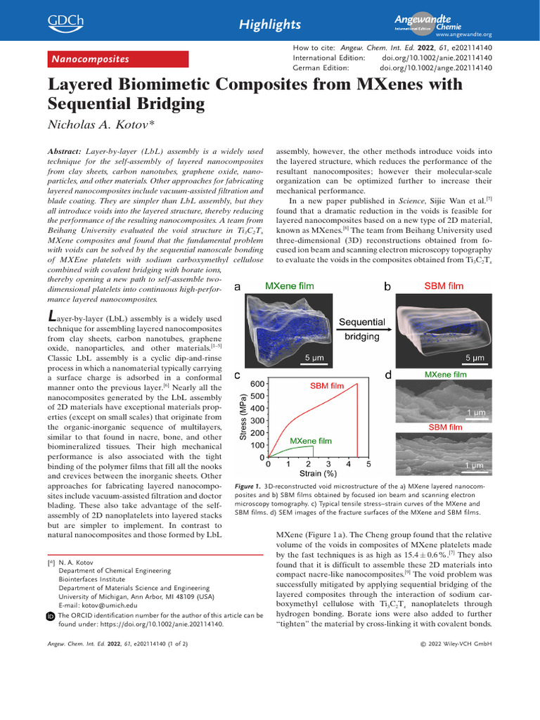 Layered Biomimetic Composites From MXenes With Sequential Bridging ...