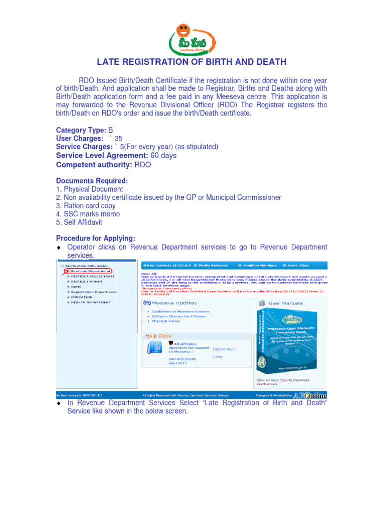 Late Registration of Birth/Death Process | PDF | Birth Certificate ...