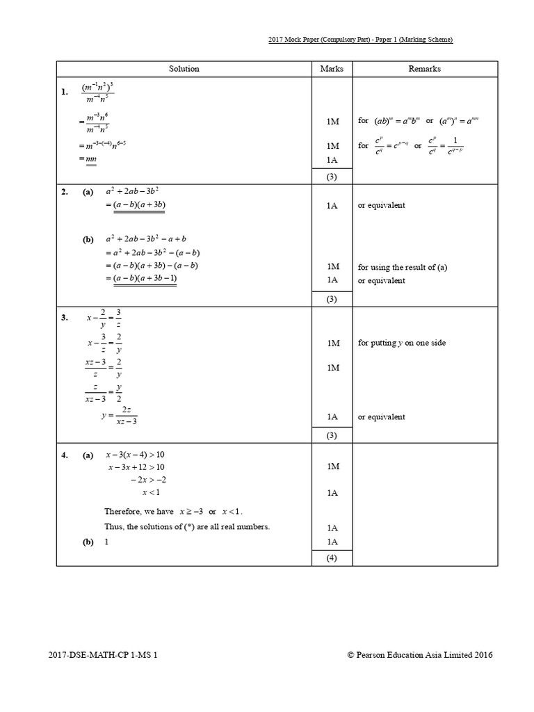 Marking Scheme | Download Free PDF | Elementary Mathematics | Mathematics