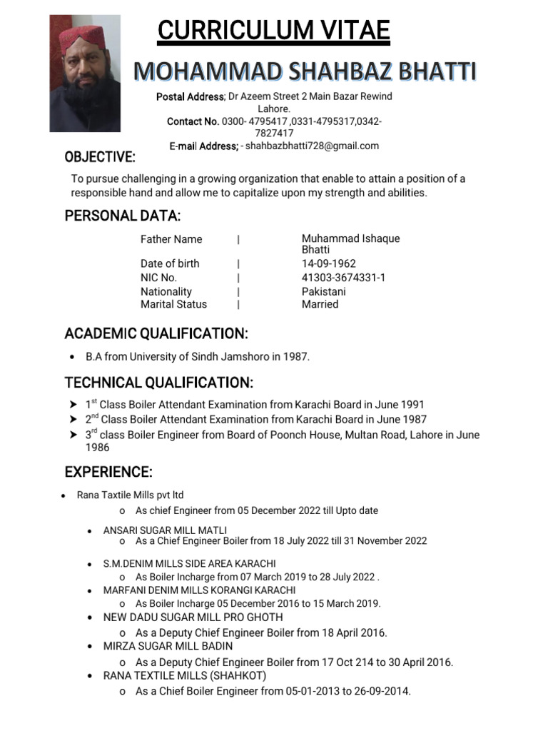 SB CV | PDF | Karachi | Asia