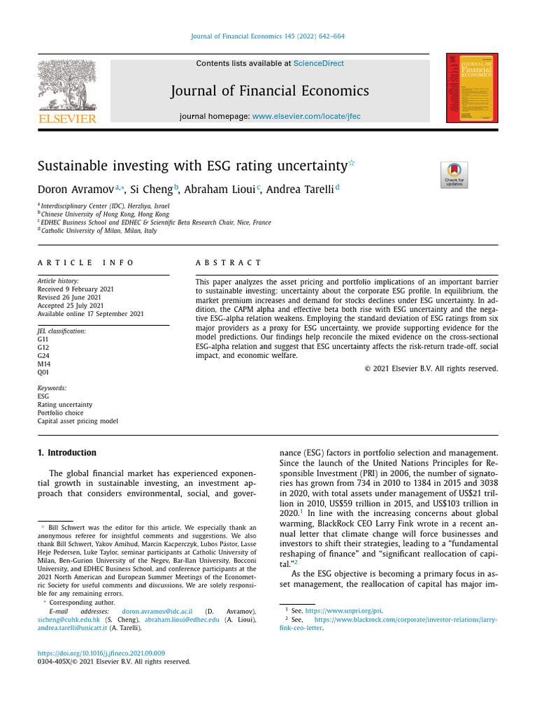 Avramov Etal21 | PDF | Capital Asset Pricing Model | Risk Premium