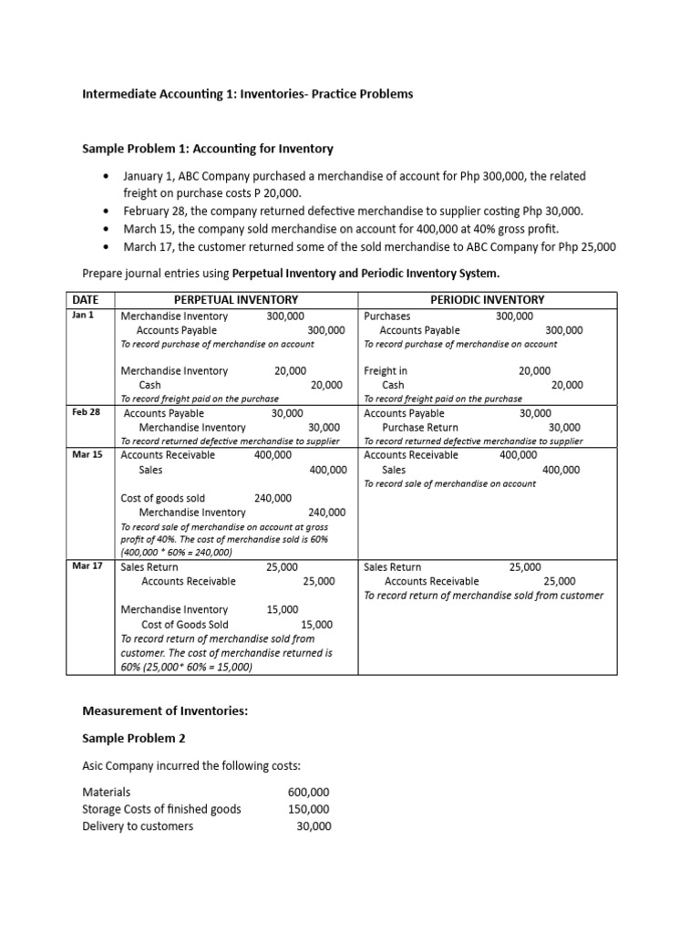 Ia Inventories Practice-Problems | PDF | Finance & Money Management