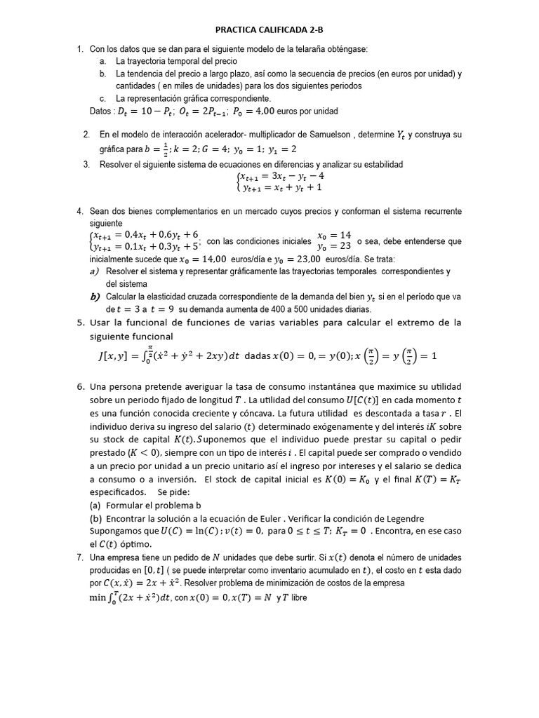 Practica Calificada 2B | PDF | Precios | Ciencias económicas