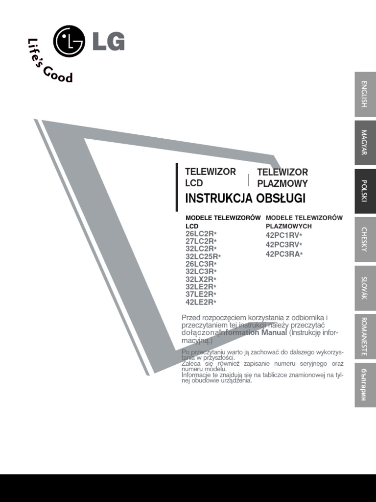 Instrukcja Obs Ugi: Telewizor LCD Telewizor Plazmowy | PDF