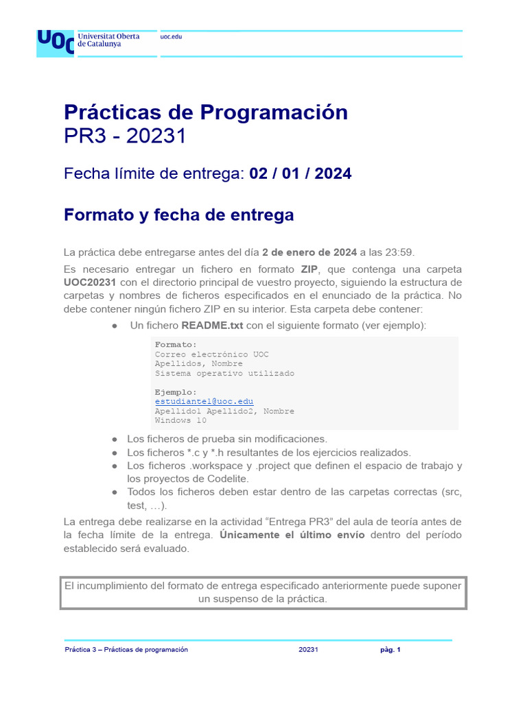 PR3 Enunciado | PDF | Archivo de computadora | Lenguaje de programación