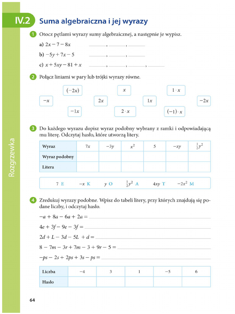 IV.2. Suma Algebraiczna I Jej Wyrazy | PDF