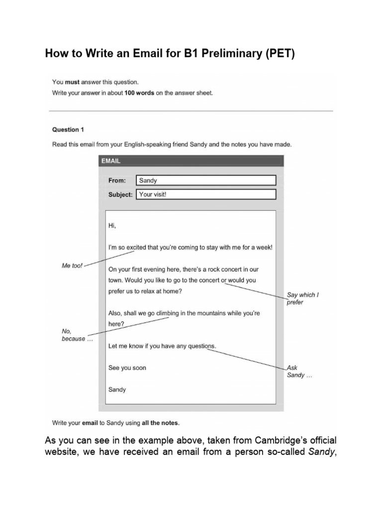 How To Write An Email For B1 Preliminary | PDF | Question | English Language