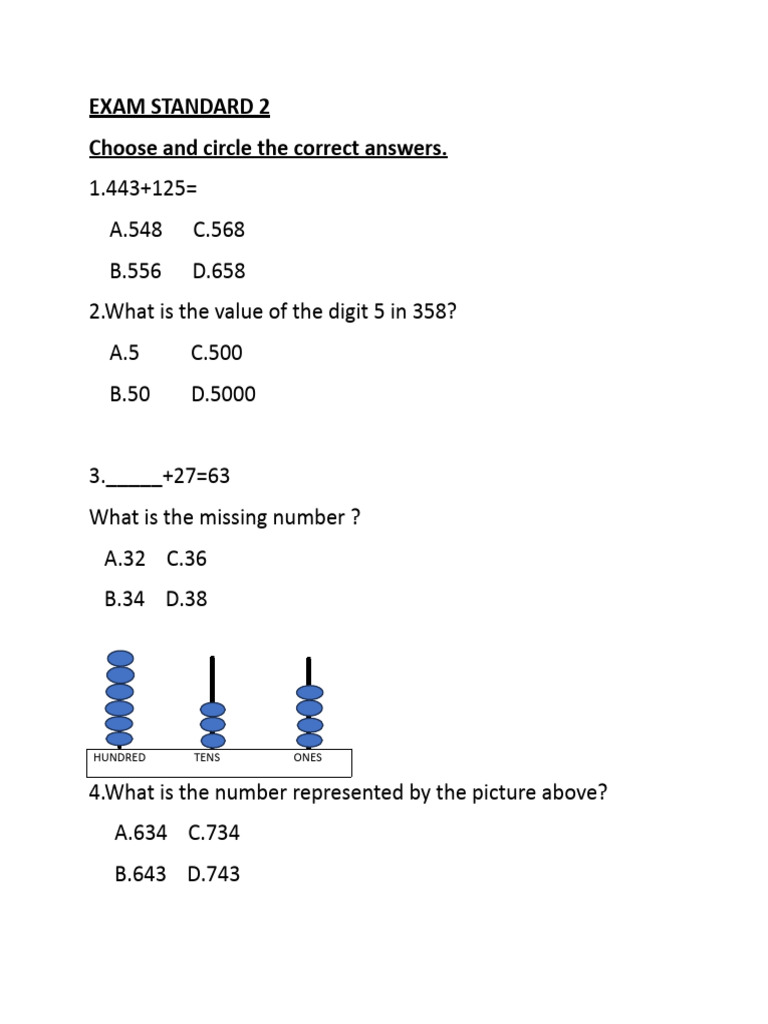 Exam Standard 2 | PDF | Mathematical Notation | Mathematics