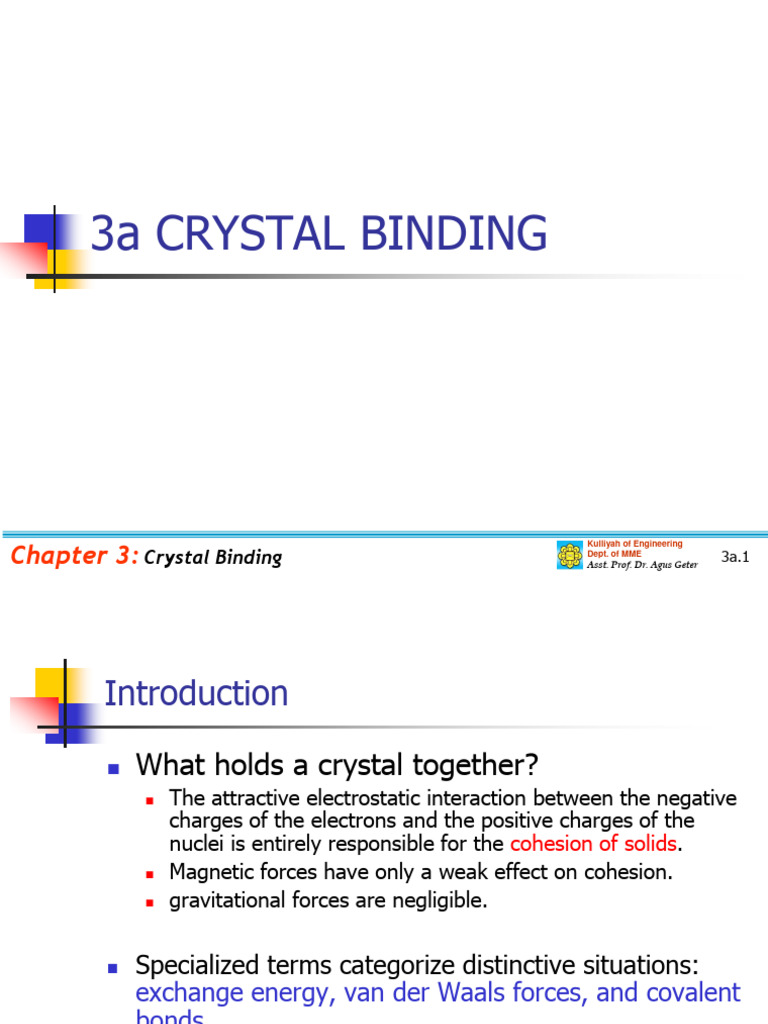 3a Crystal Binding | PDF | Atoms | Gases