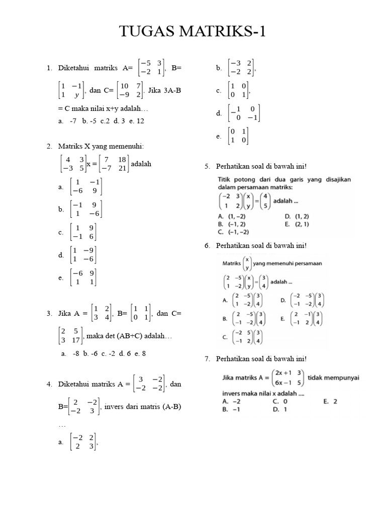 Pertemuan 1, Matriks-1, Tugas | PDF
