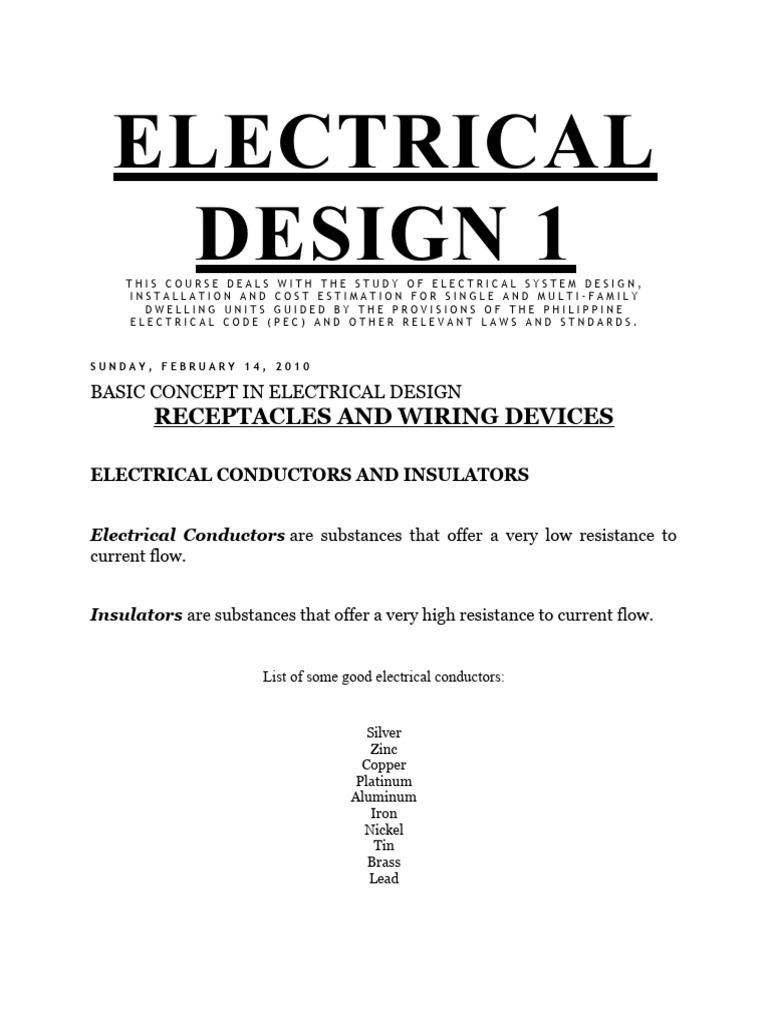 Electrical Design 1 For Receptacles and Wiring Devices | PDF | Fuse (Electrical) | Electrical Wiring