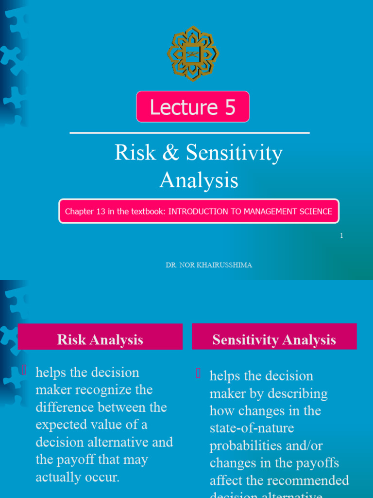 Lecture 5-Risk and Sensitivity Analysis | PDF | Risk | Sensitivity Analysis