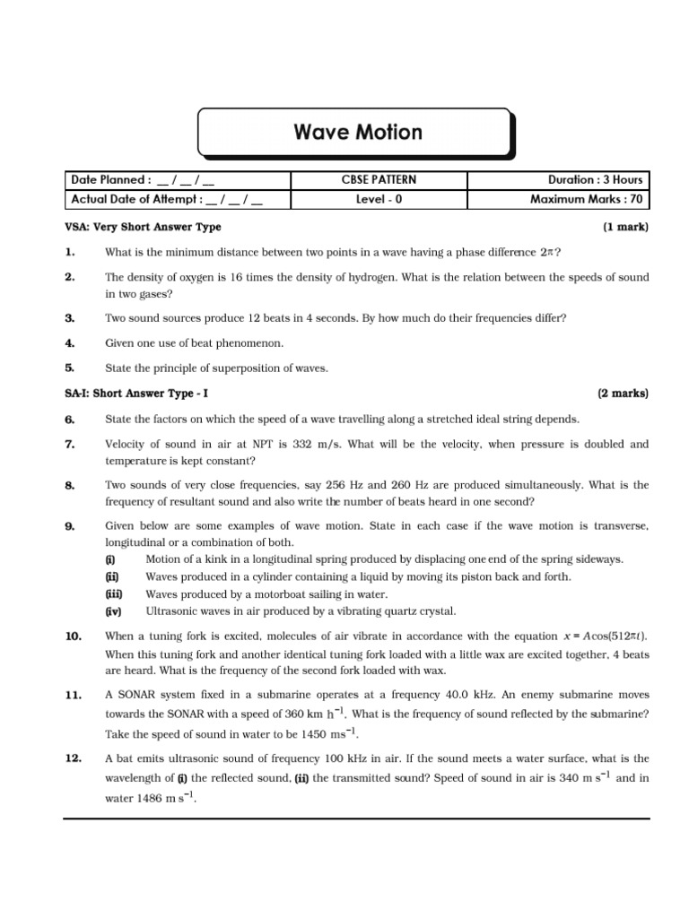 SA - Wave Motion | PDF | Sound | Waves
