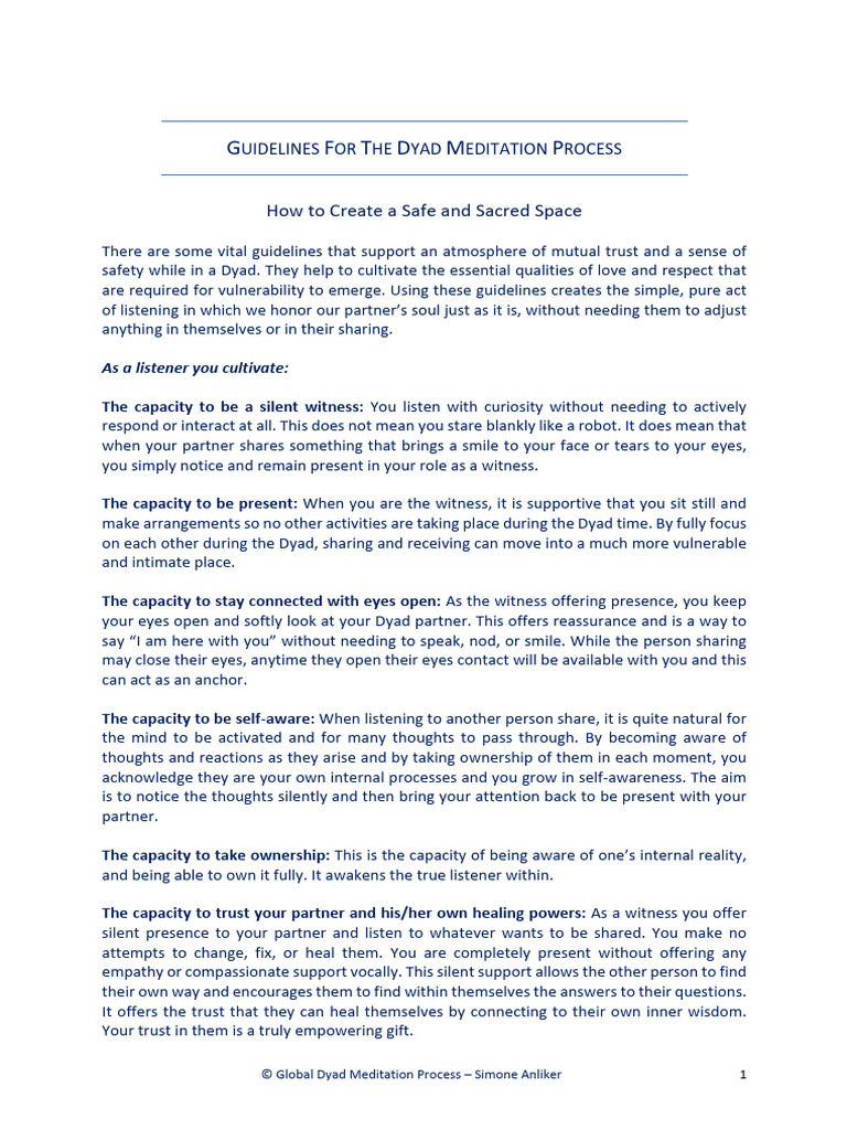 Dyad Meditation Guidelines for Safety | PDF | Psychological Concepts ...