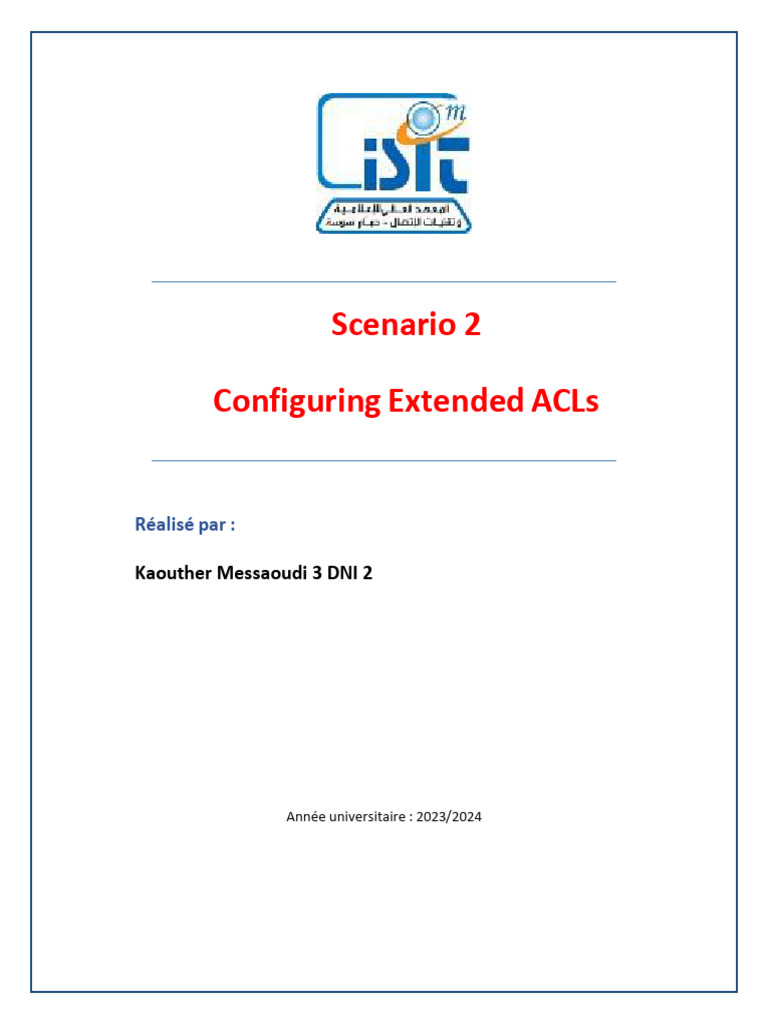 Configuring Extended ACLs Scenario2 | PDF