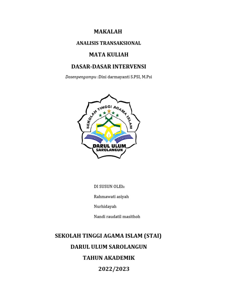 Teori dan Teknik Analisis Transaksional | PDF | Karier & Perkembangan ...