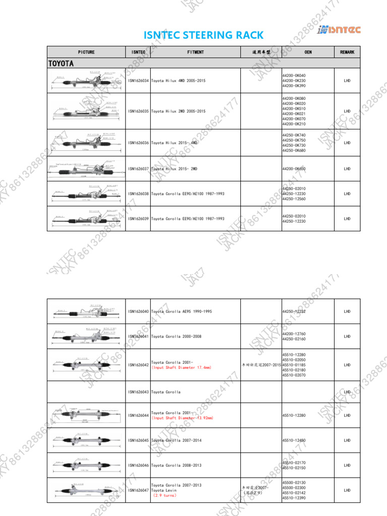 Isntec Steering Rack Toyota Catalog 2024 | PDF | Cars Of Japan ...