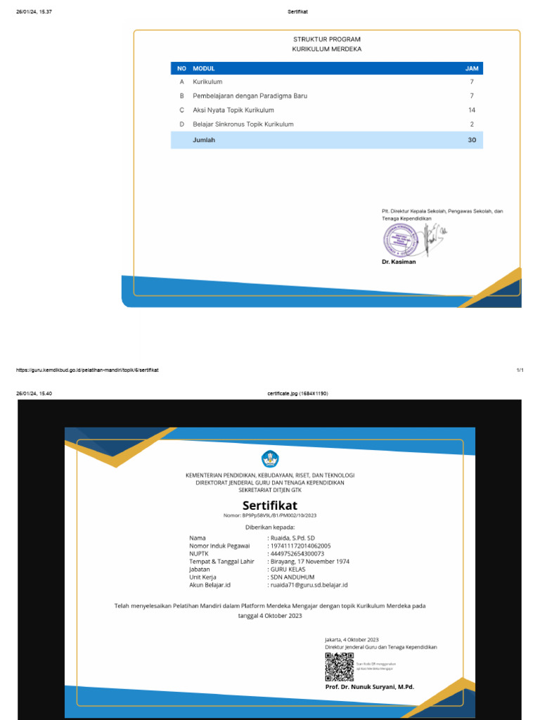 Sertifikat Topik Merdeka Belajar | PDF