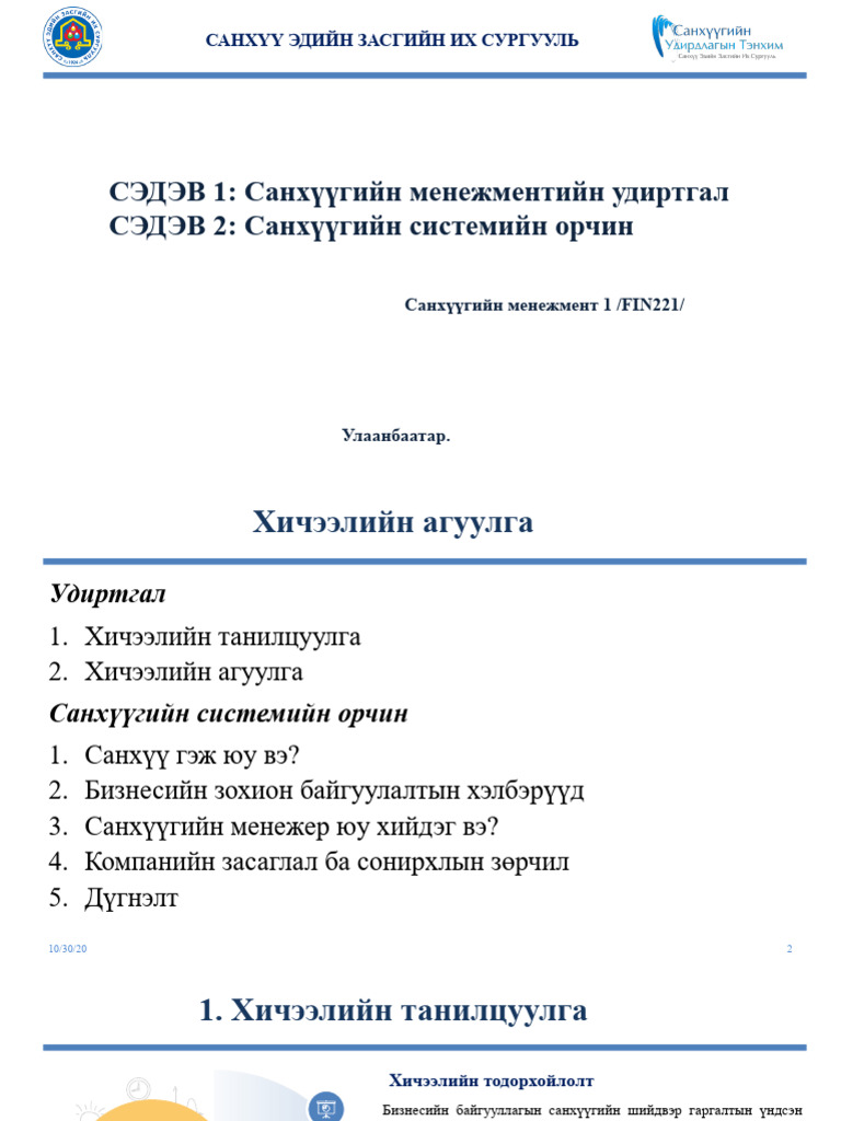 FIN221 Lecture 1 | PDF