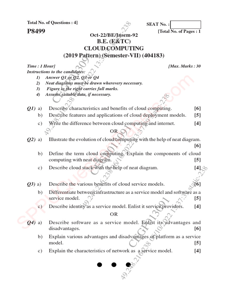 Cloud Computing Exam Questions and Topics | PDF | Computing | Cloud Computing