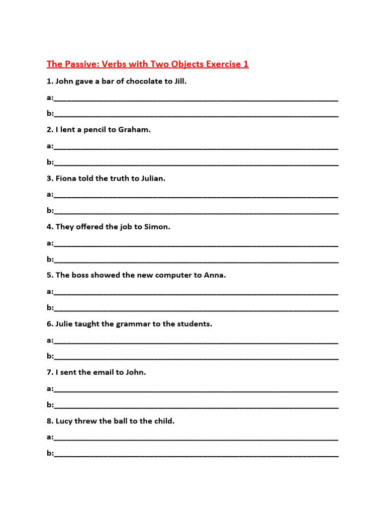 The Passive - Verbs With Two Objects | PDF