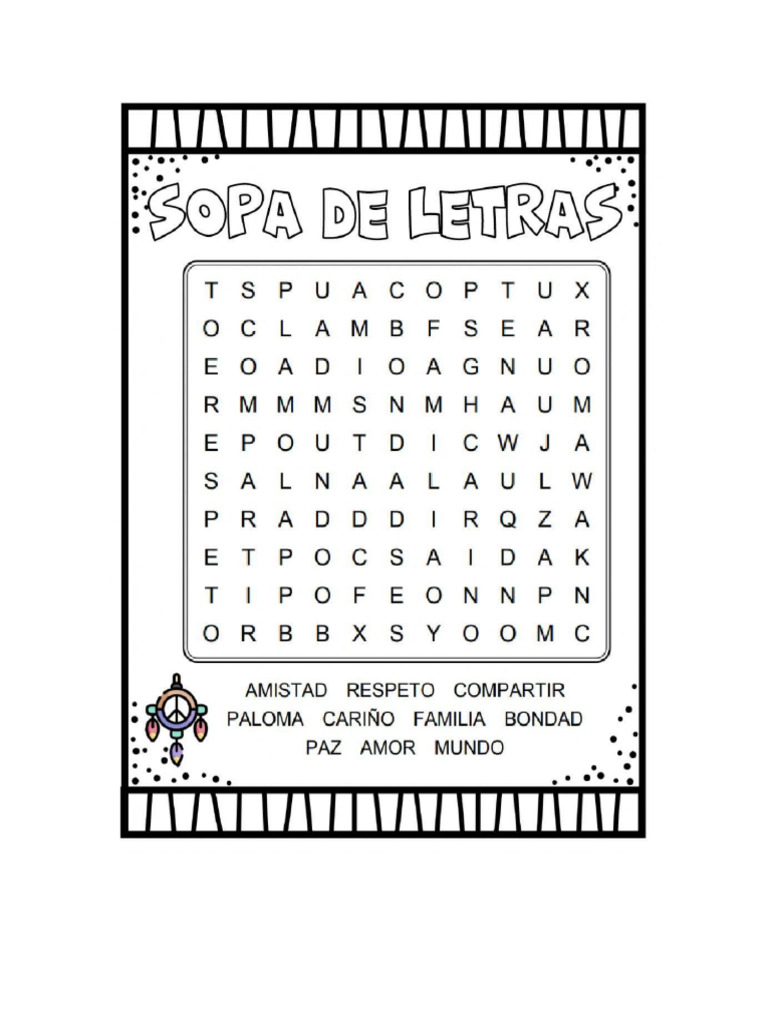 Sopa de Letras Emociones Valores | PDF