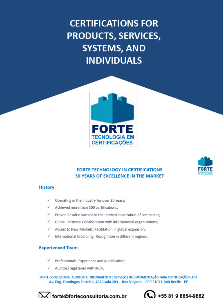 Forte Presentation | PDF | Regulatory Compliance | Certification