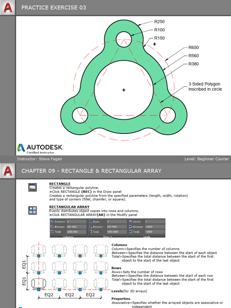 Beginner AutoCAD Drawing Exercises | PDF | Rectangle | Ellipse